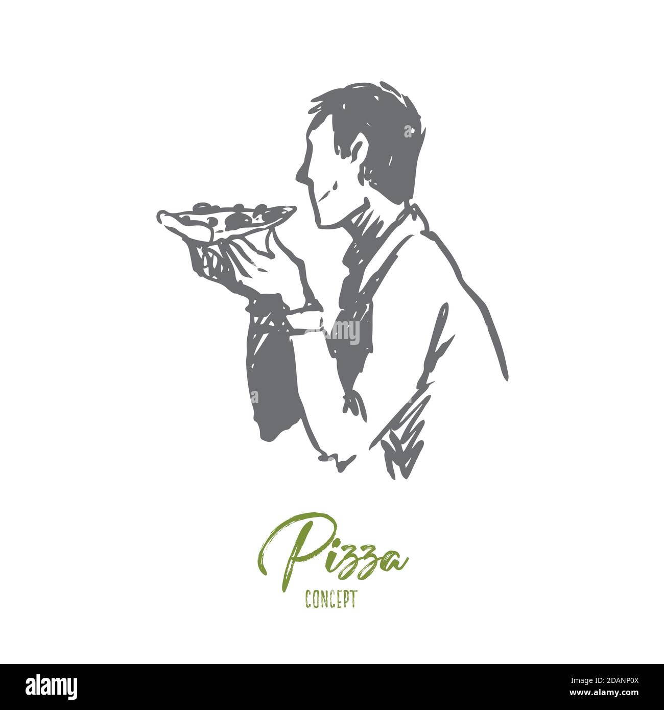 Man eating slice pizza Stock Vector Images - Alamy