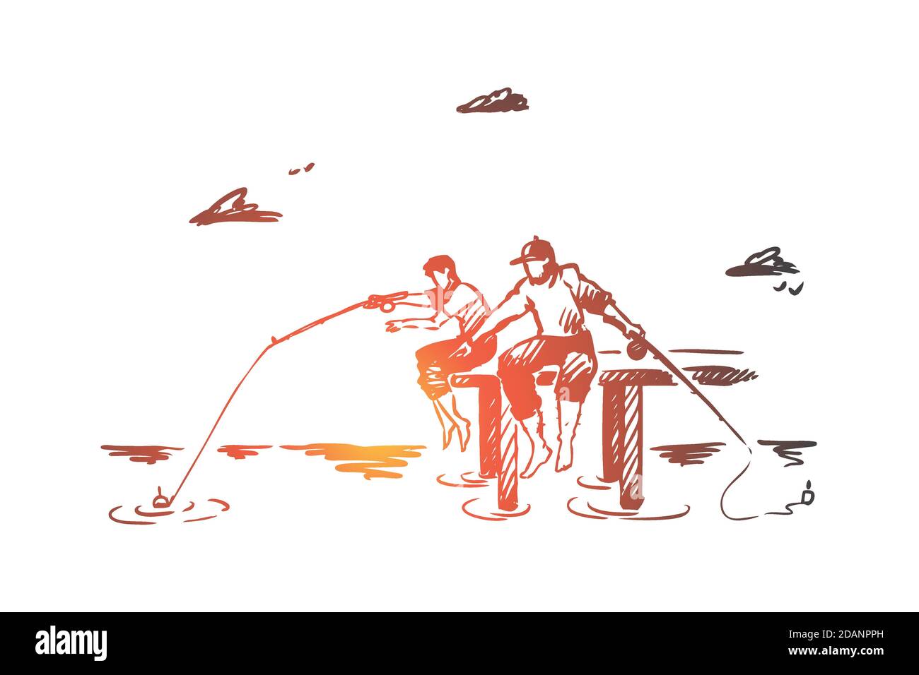 Boat fishing two people illustration hi-res stock photography and ...
