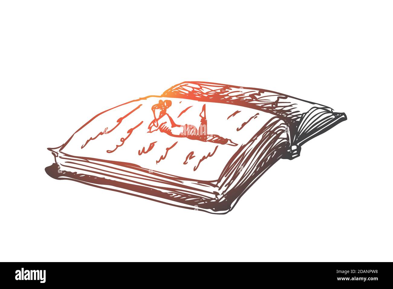 Book, education, person, reading concept. Hand drawn isolated vector ...