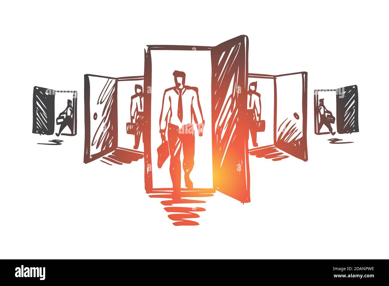Door, opportunity, job, business, career concept. Hand drawn isolated ...