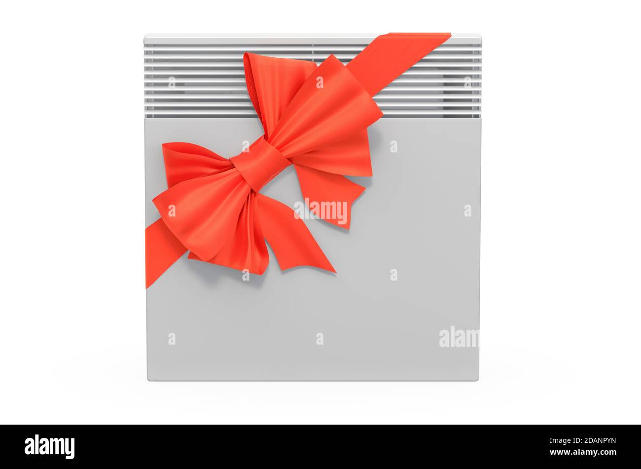 Convection heater with ribbon and bow, gift concept. 3D rendering ...