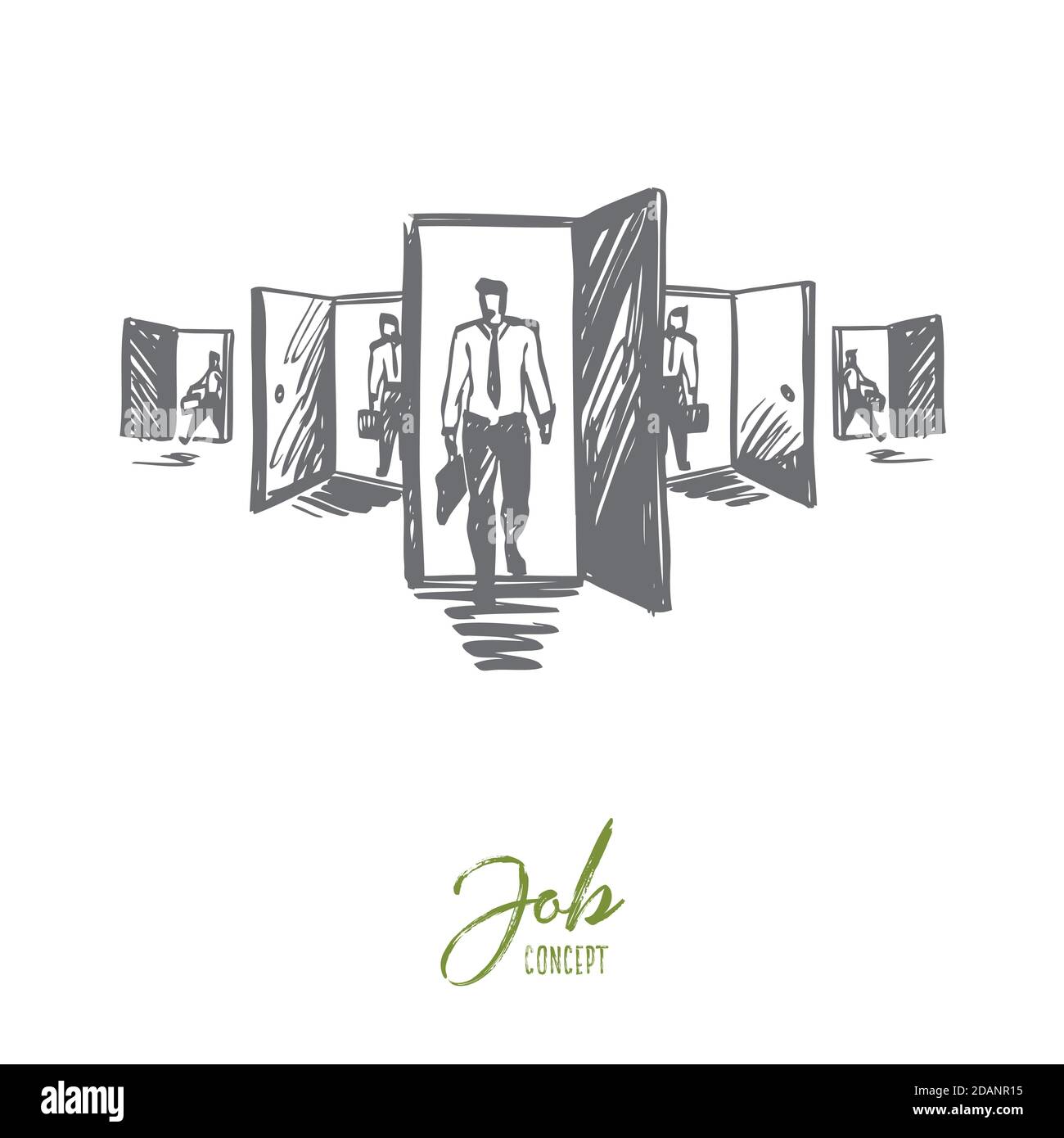 Door, opportunity, job, business, career concept. Hand drawn isolated ...