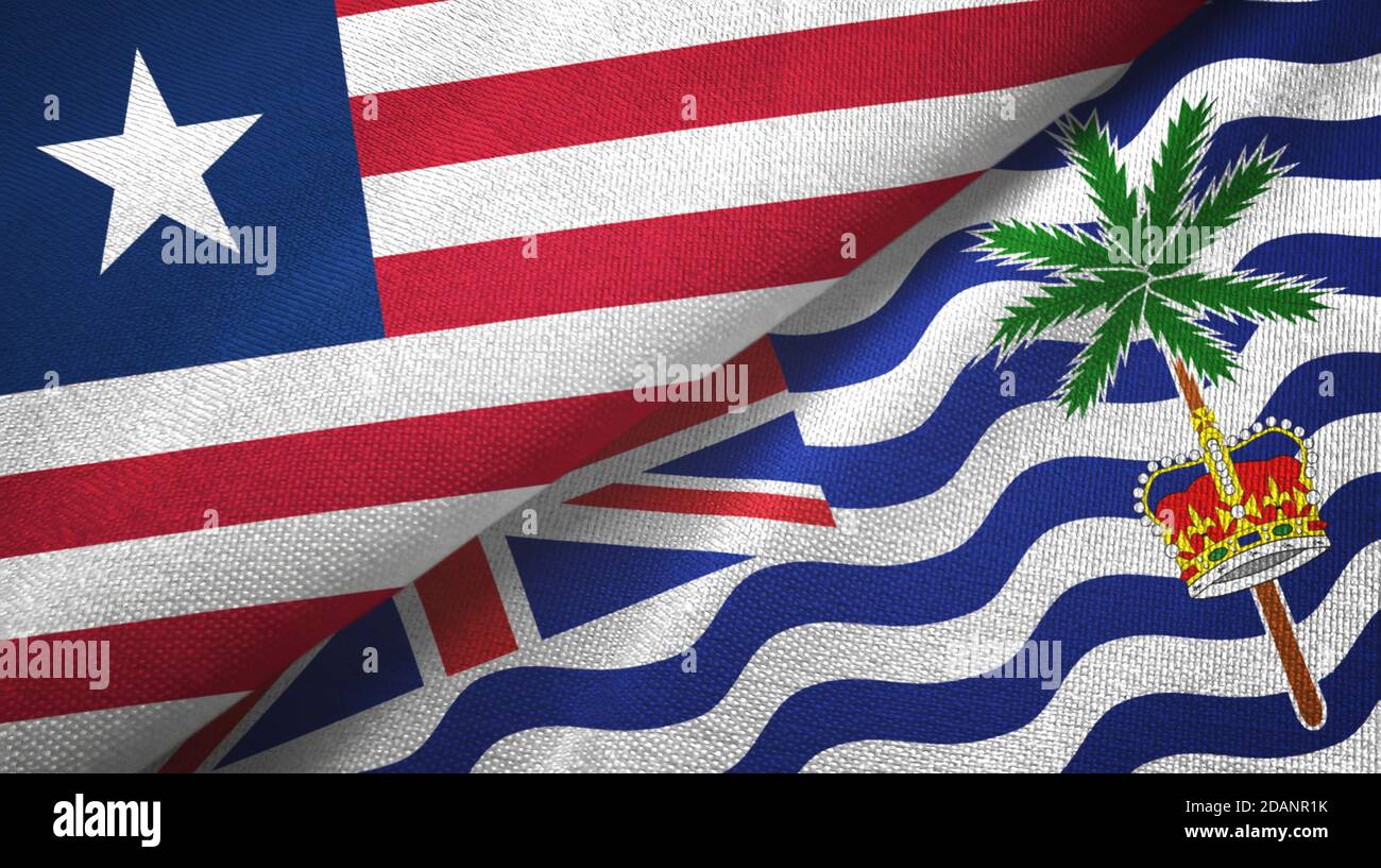 Liberia and British Indian Territory two flags textile cloth, fabric ...