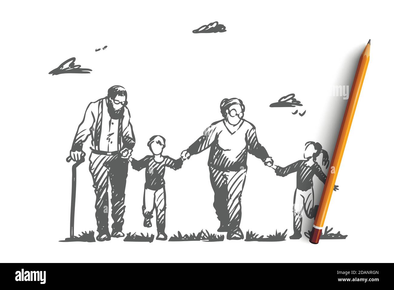 Grandmother, grandfather, grandchildren, family, generation concept ...