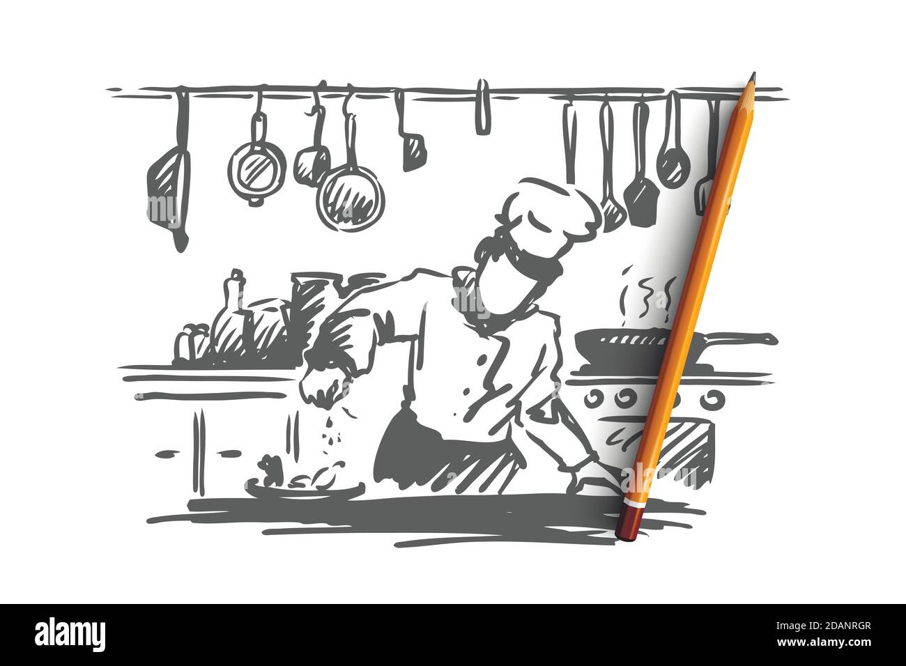 Cooking, chef, food, meal concept. Hand drawn isolated vector Stock ...