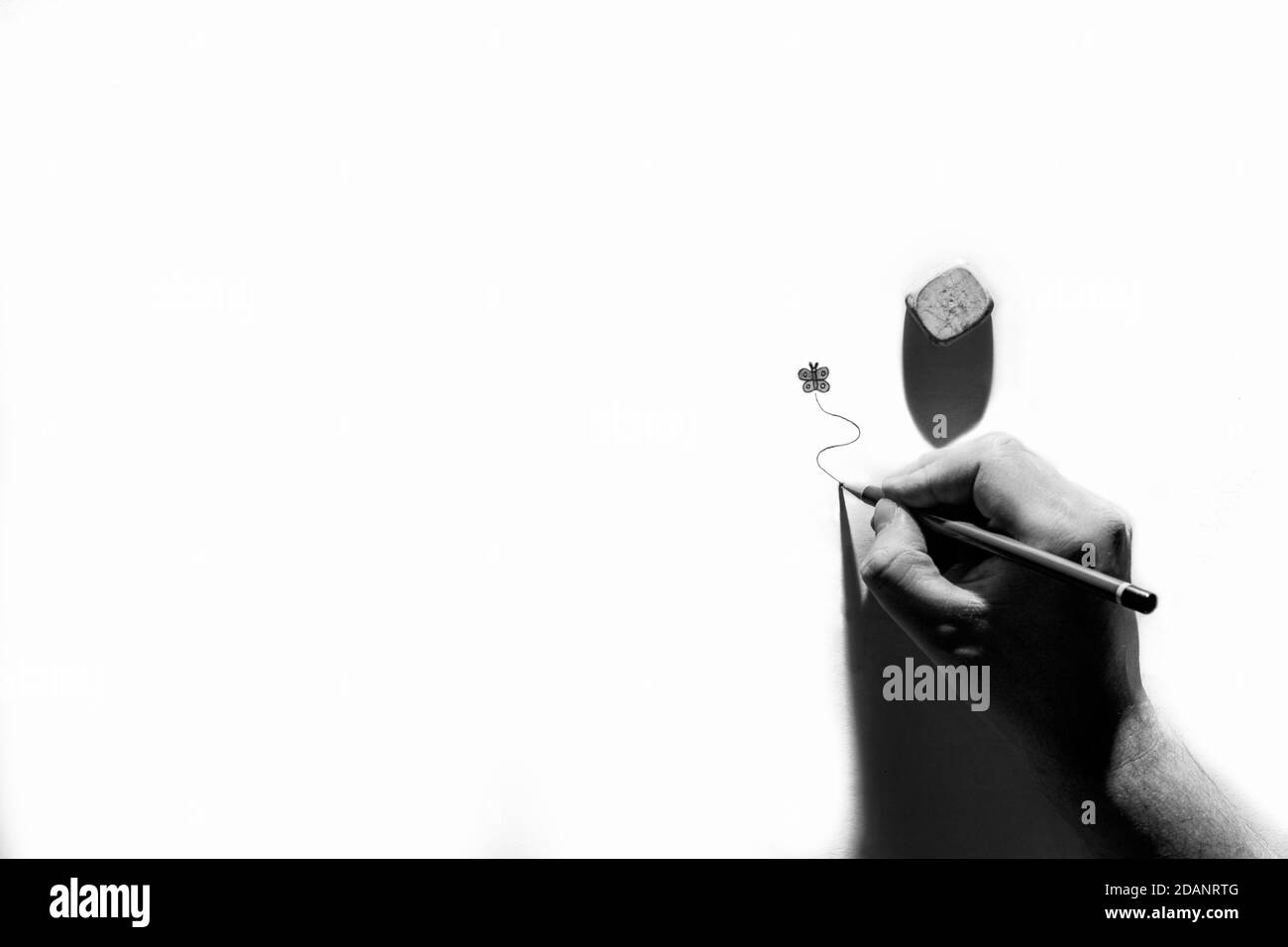 A black and white minimalistic abstract portrait of a hand of a person ...