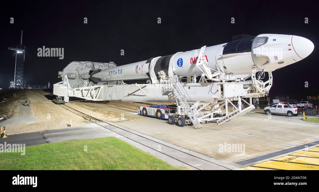 The SpaceX Falcon 9 rocket with the Crew Dragon Resilience onboard is ...