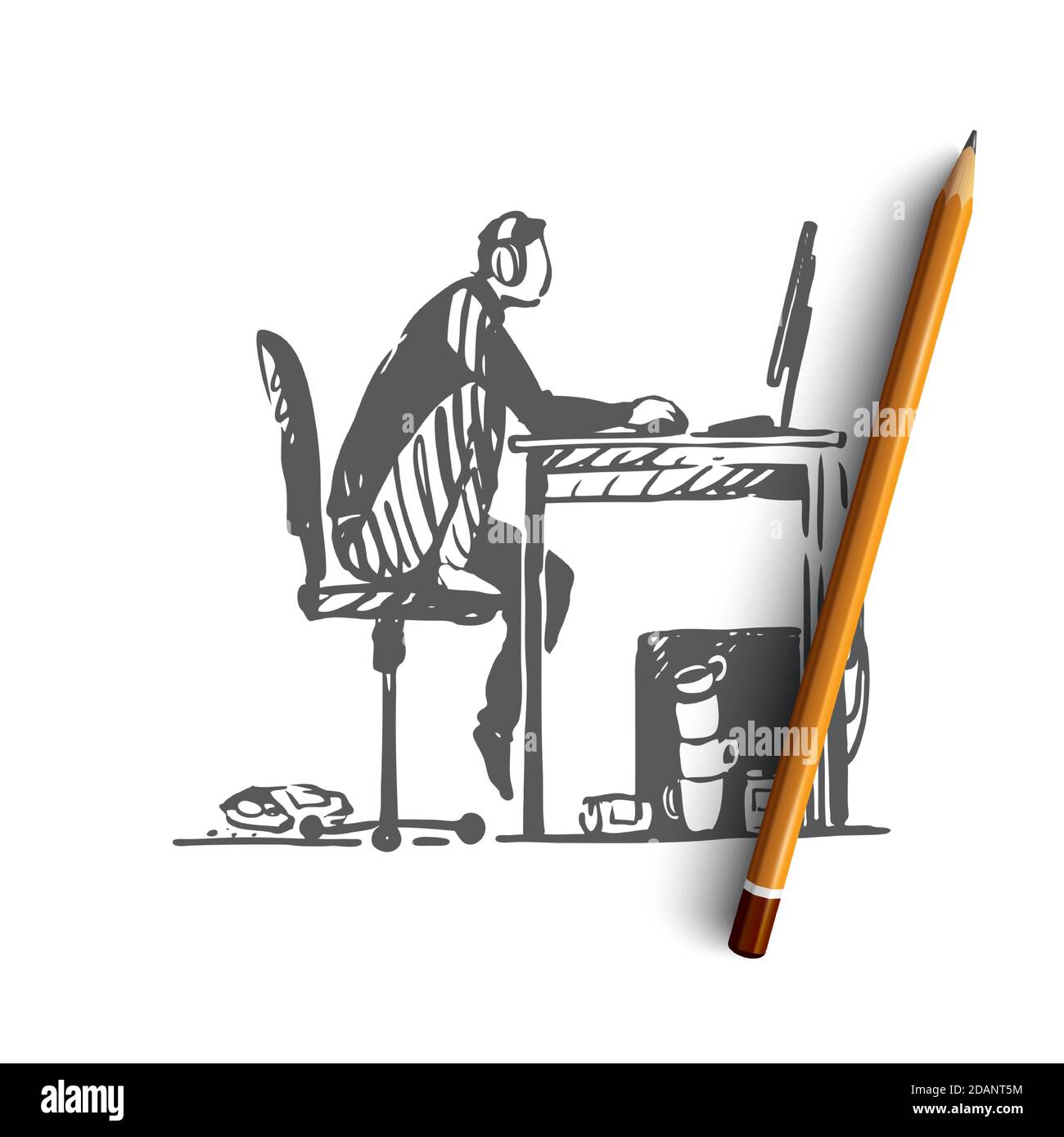 Computer, addiction, gaming, programmer concept. Hand drawn isolated vector Stock Vector Image ...