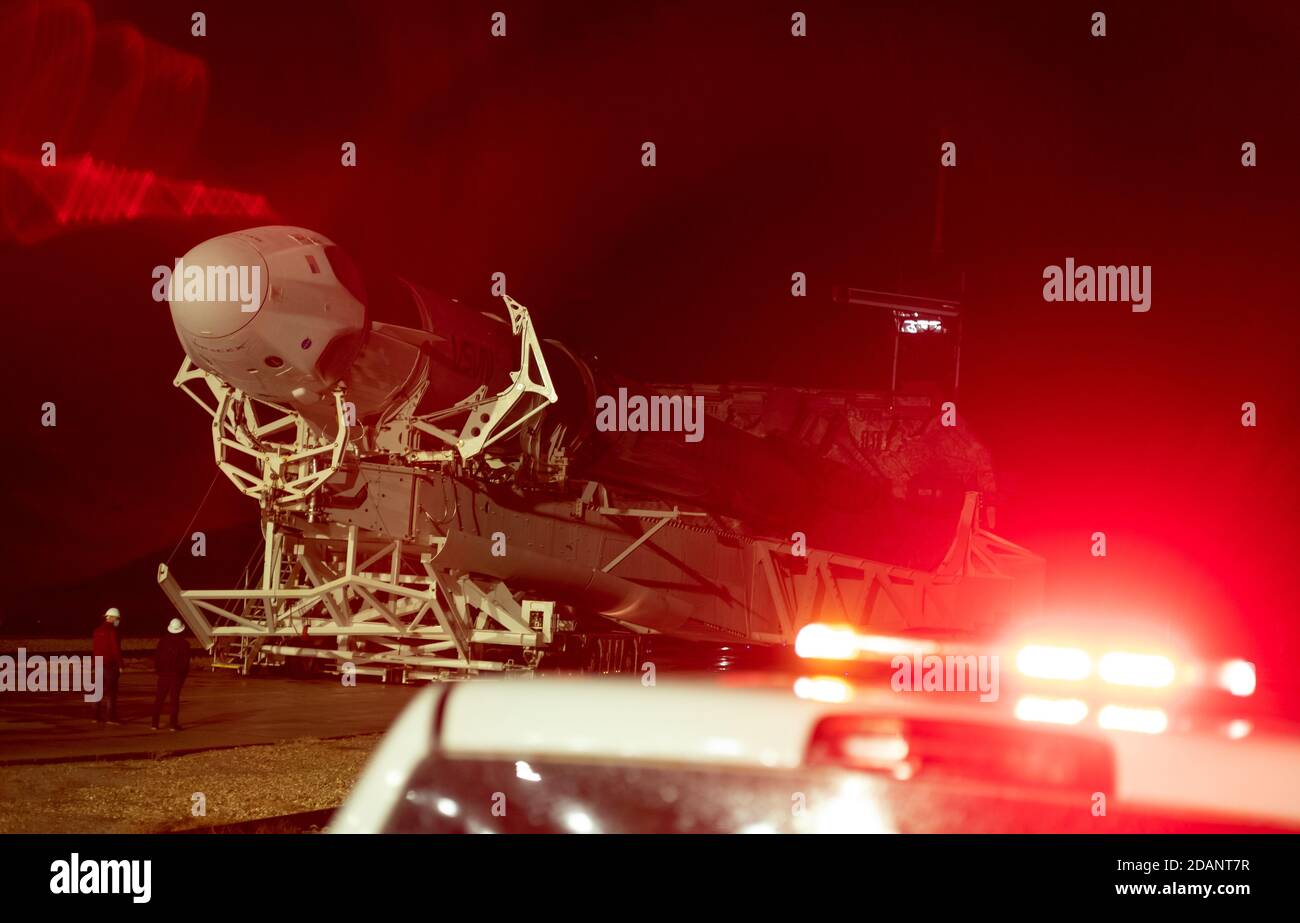 The SpaceX Falcon 9 rocket with the Crew Dragon Resilience onboard is ...