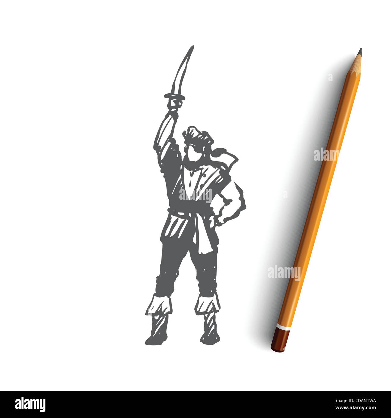 Man, pirate, costume, captain concept. Hand drawn isolated vector Stock ...