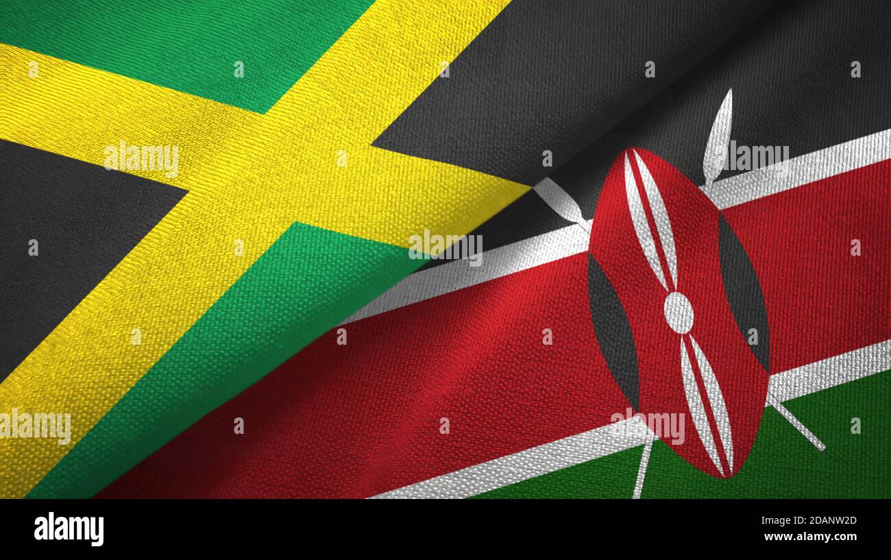 Jamaica and Kenya two flags textile cloth, fabric texture Stock Photo ...