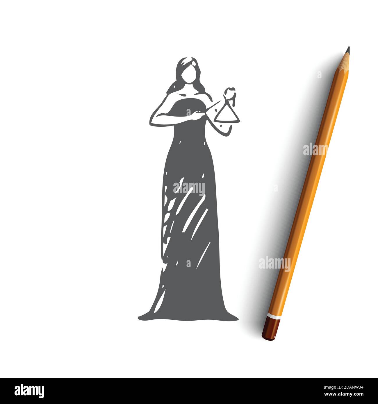 Triangle, classic, music, woman, play concept. Hand drawn isolated ...