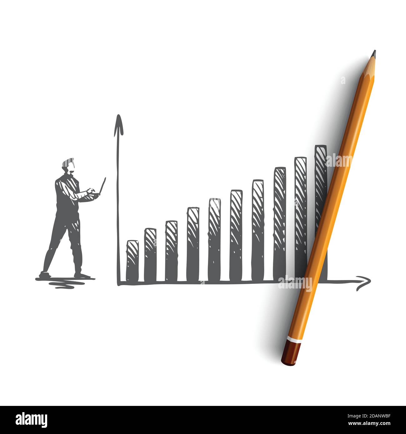 Data, analytics, diagram, infographic, growth concept. Hand drawn ...