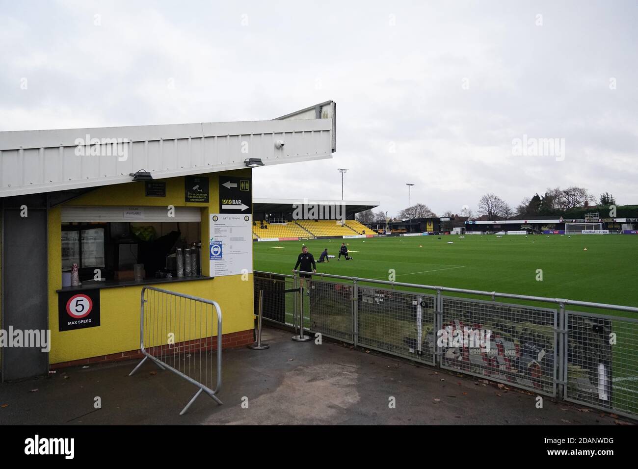 A general view inside the ground as the players warm up before the Sky ...
