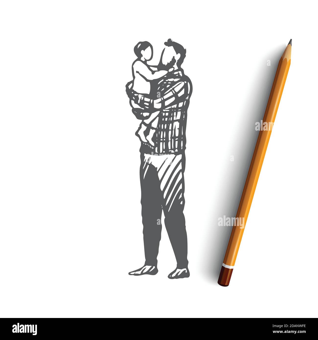 Father, child, family, love, dad concept. Hand drawn isolated vector ...