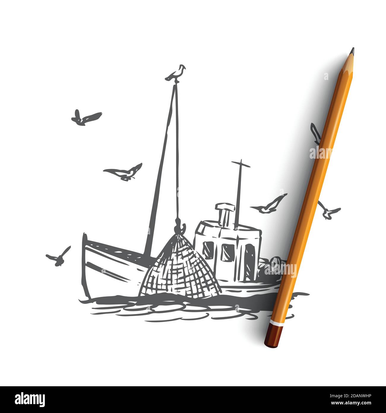 Commercial Fishing Boat Drawing