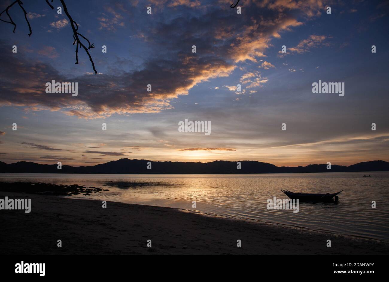 The burning sky of sunset at the most remote part of Palawan Stock ...