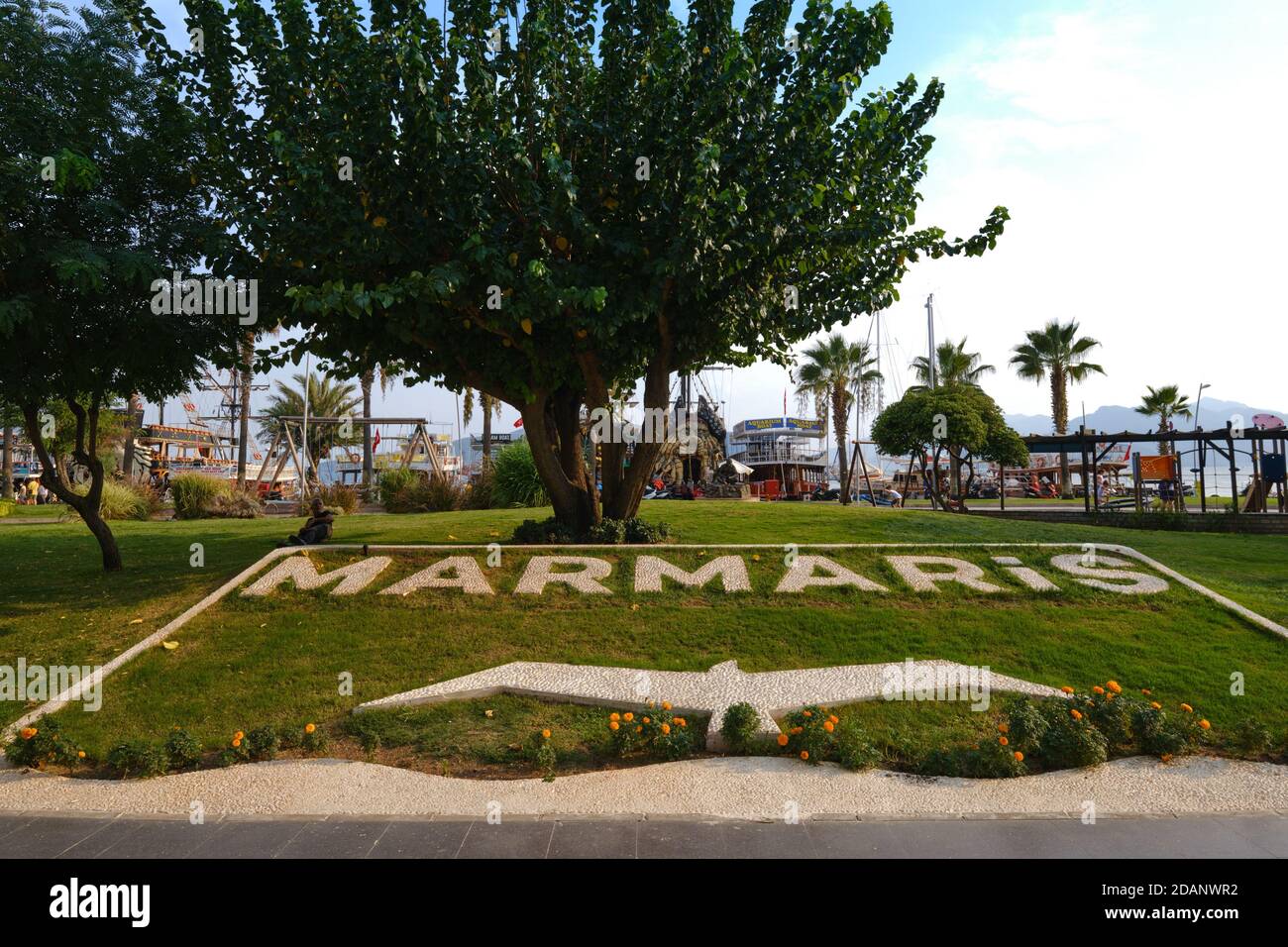 Marmaris sign on the grass, Turkey Stock Photo - Alamy