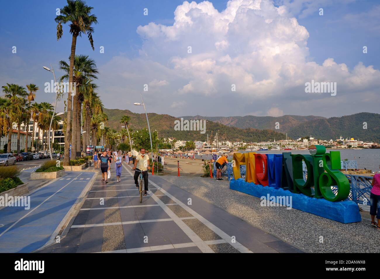 Marmaris sign with colored letters near promenade in Marmaris, Turkey ...