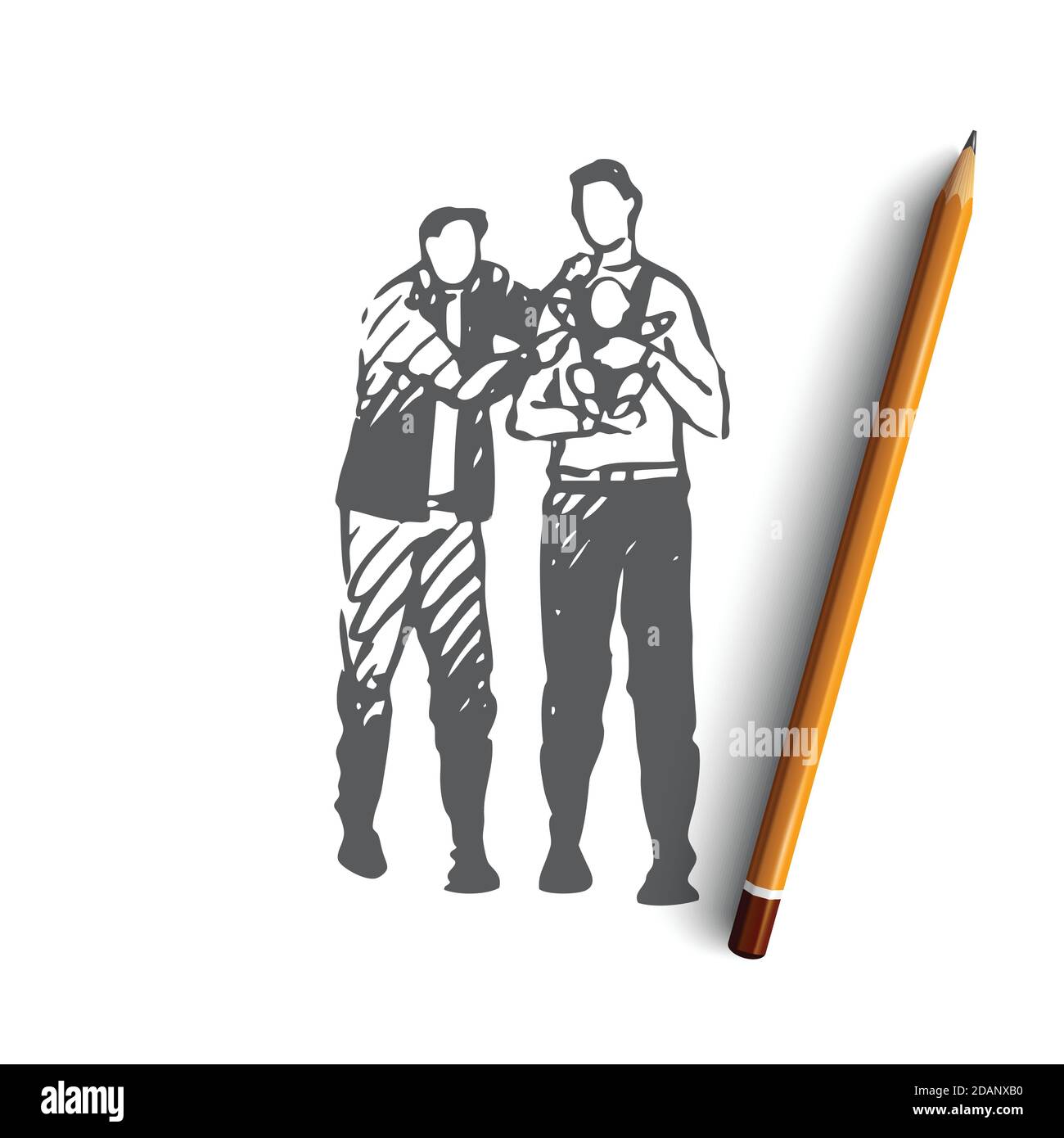 LGBT, male, gay, couple, child concept. Hand drawn isolated vector ...