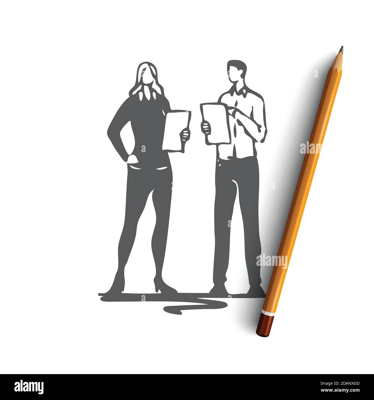 Meeting, business, partnership, professional, deal concept. Hand drawn ...