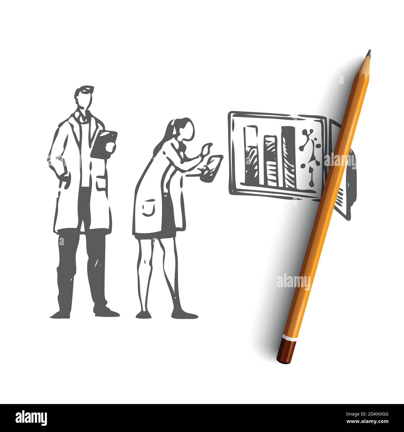 Experiment, science, chemistry, research, lab concept. Hand drawn ...