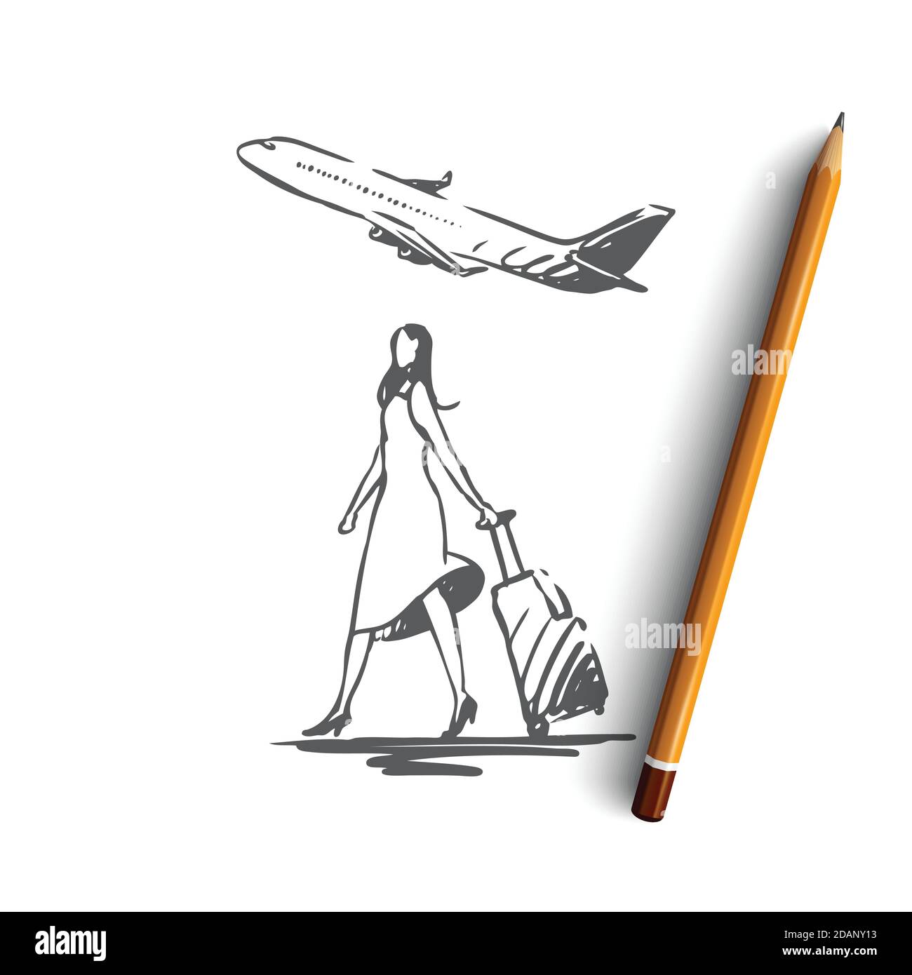 Woman airplane dress Stock Vector Images - Alamy