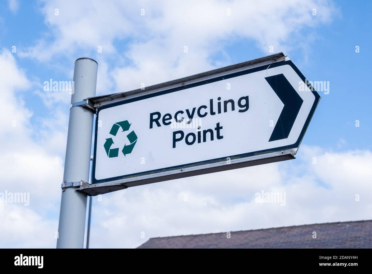 Sign for recycling point in the town centre in Ormskirk Lancashire ...