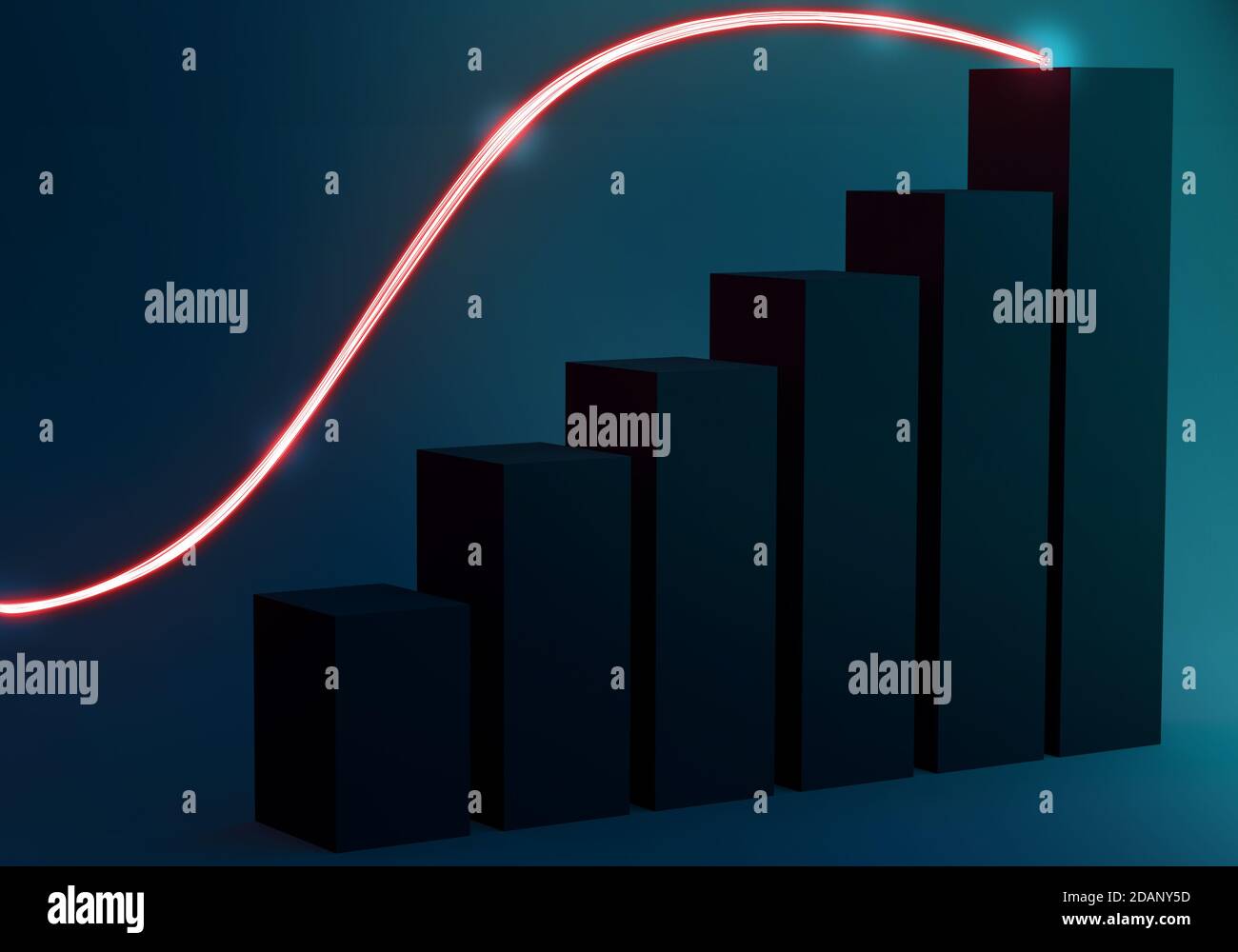 With a graph and a rising neon light - management, finance, analytics ...