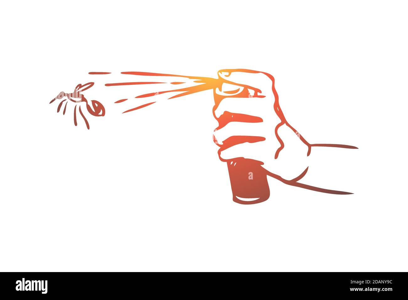 Pest, spray, bug, mosquito, aerosol concept. Hand drawn isolated vector ...