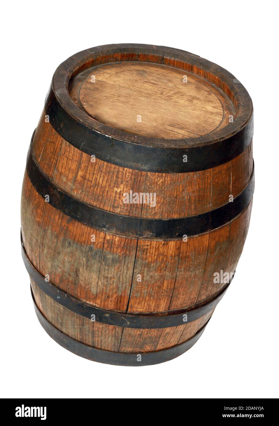 Wooden barrel with iron rings Isolated on white background Stock Photo ...