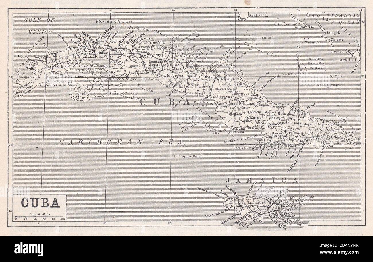 Vintage map of Cuba Stock Photo - Alamy