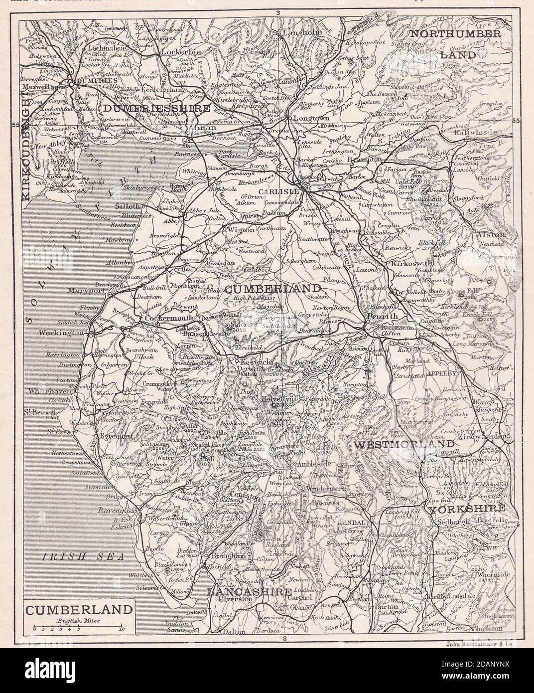 Vintage map of Cumberland Stock Photo - Alamy