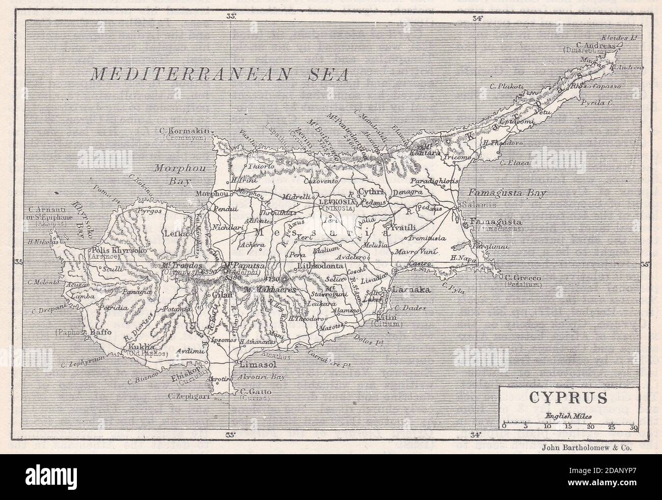 Vintage map of cyprus hi-res stock photography and images - Alamy