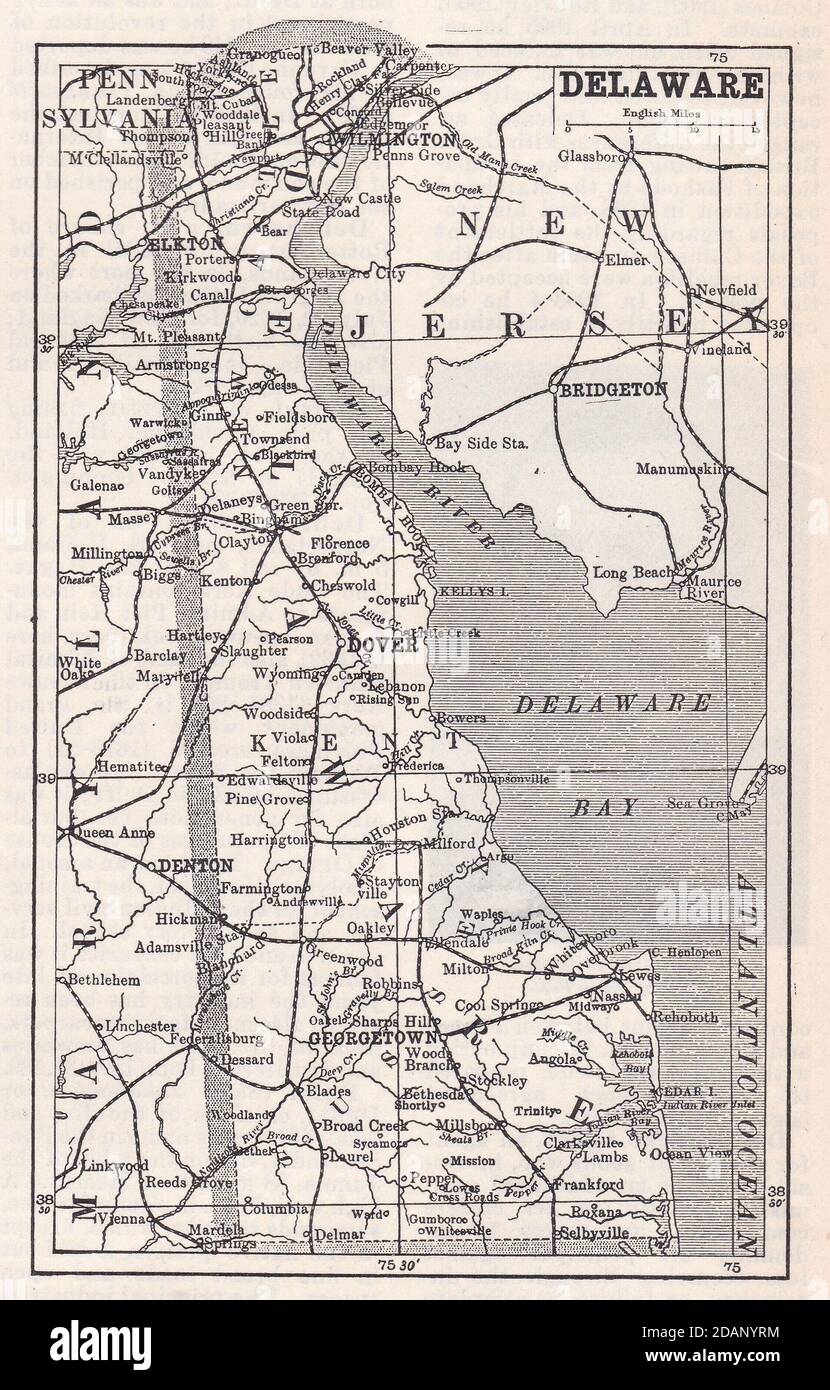 Vintage map of Delaware 1900s Stock Photo - Alamy