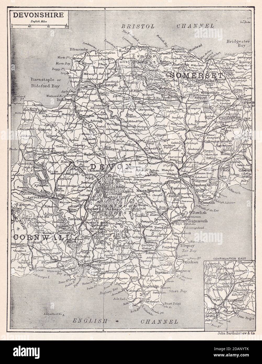 Vintage map of Devonshire 1900s Stock Photo - Alamy