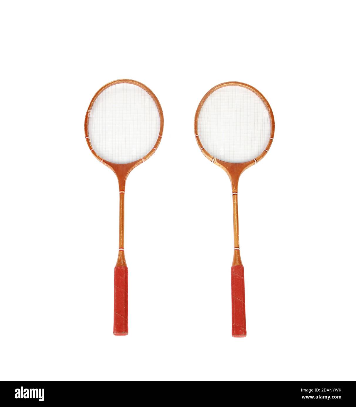 Wooden badminton rackets isolated on a white background Stock Photo - Alamy
