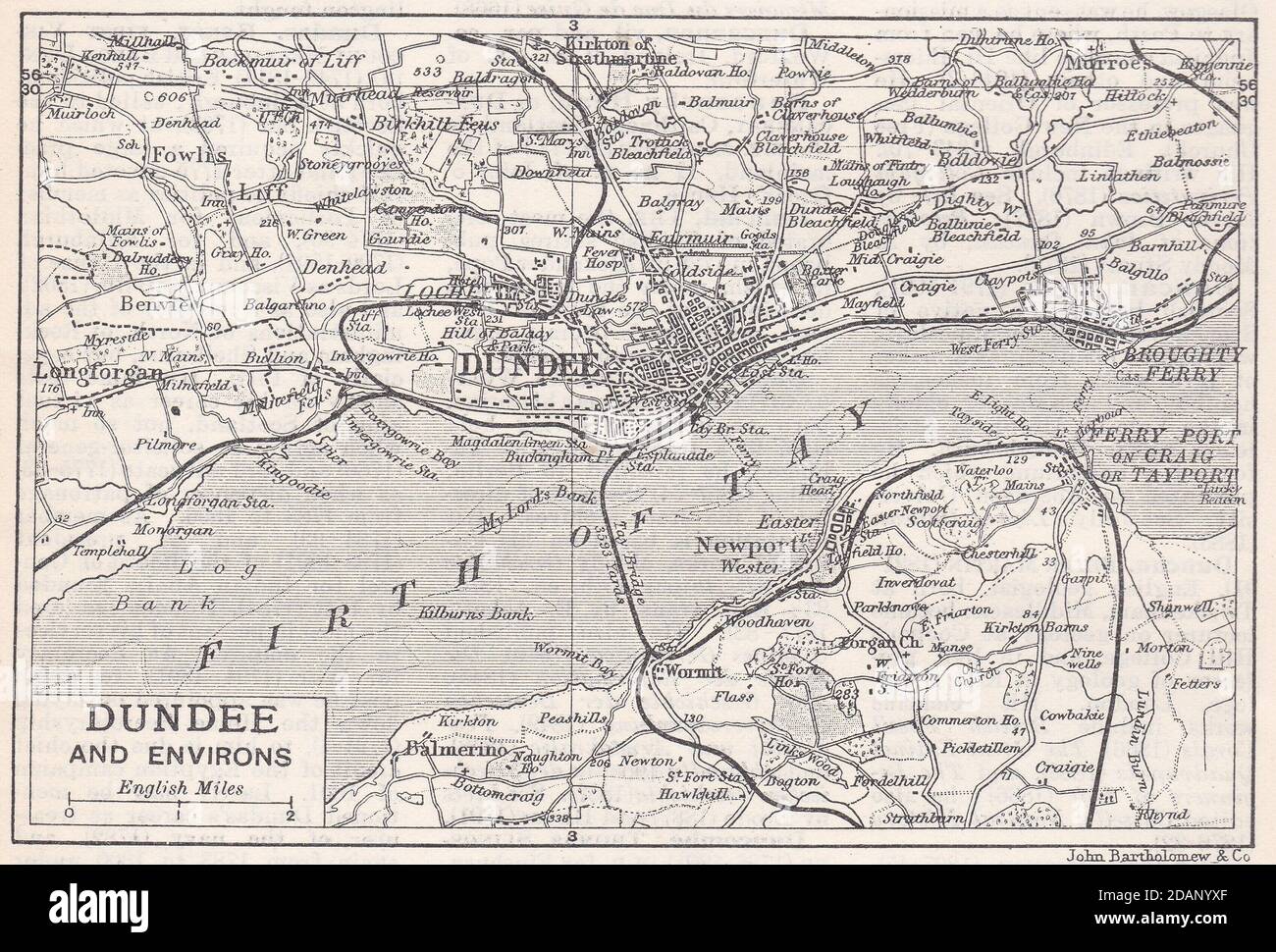 Vintage map of Dundee and Environs 1900s Stock Photo - Alamy