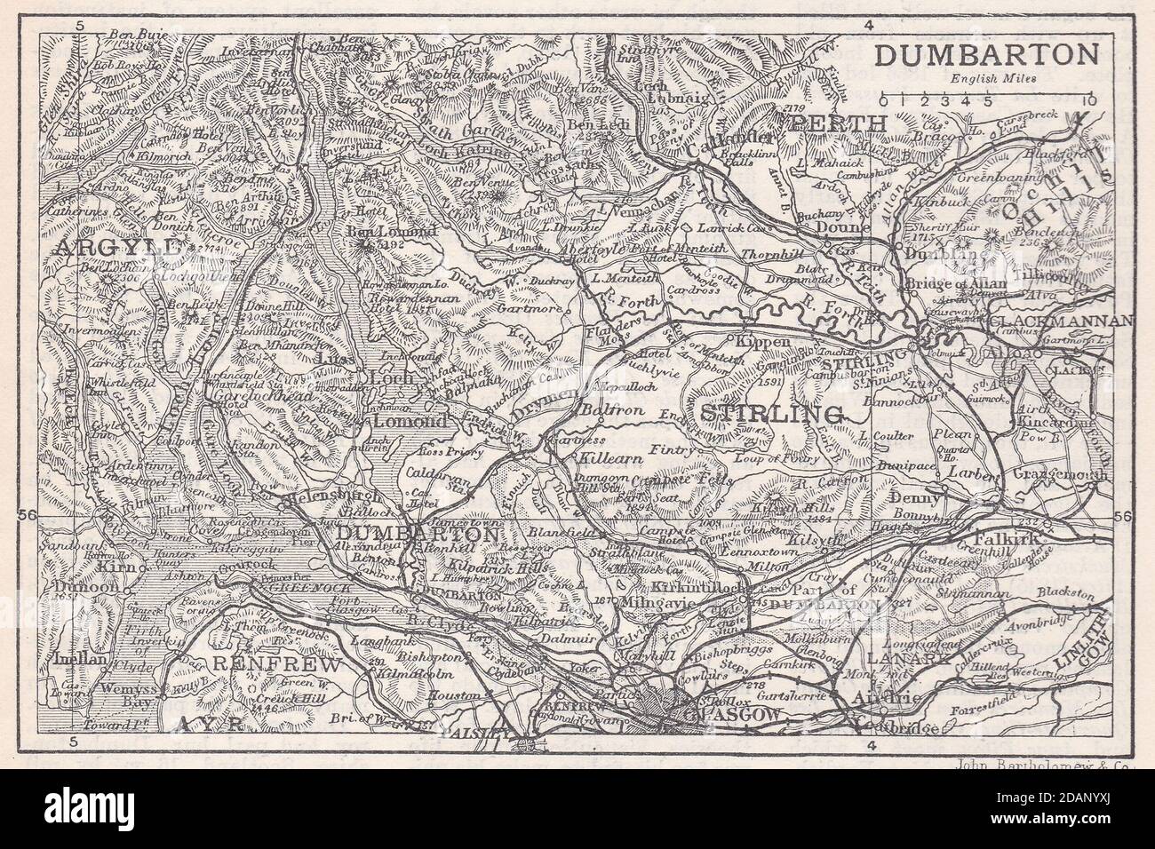 Vintage map of Dumbarton 1900s Stock Photo - Alamy