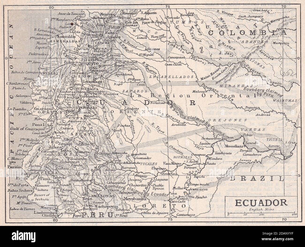 Vintage map of Ecuador 1900s Stock Photo - Alamy