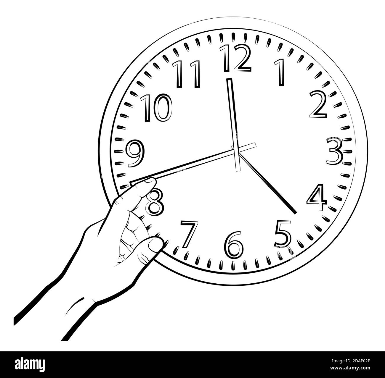 man hand translates hands of mechanical watch. Time to wake up concept ...