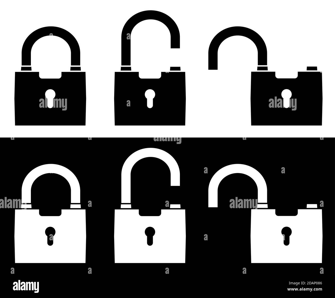 set of icons open and closed locks on white background. Security ...