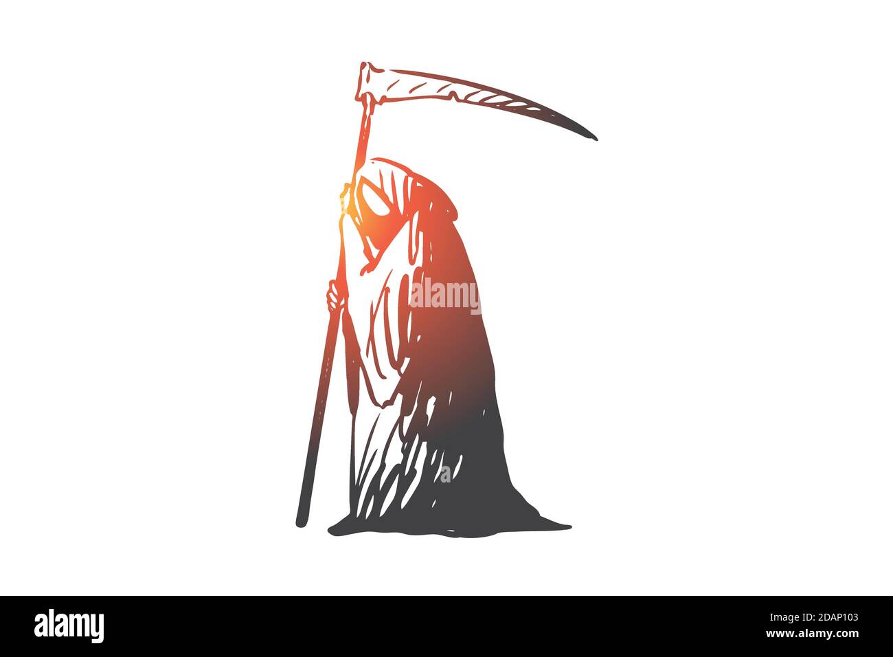 Death, costume, carnival, monster, spooky concept. Hand drawn isolated ...