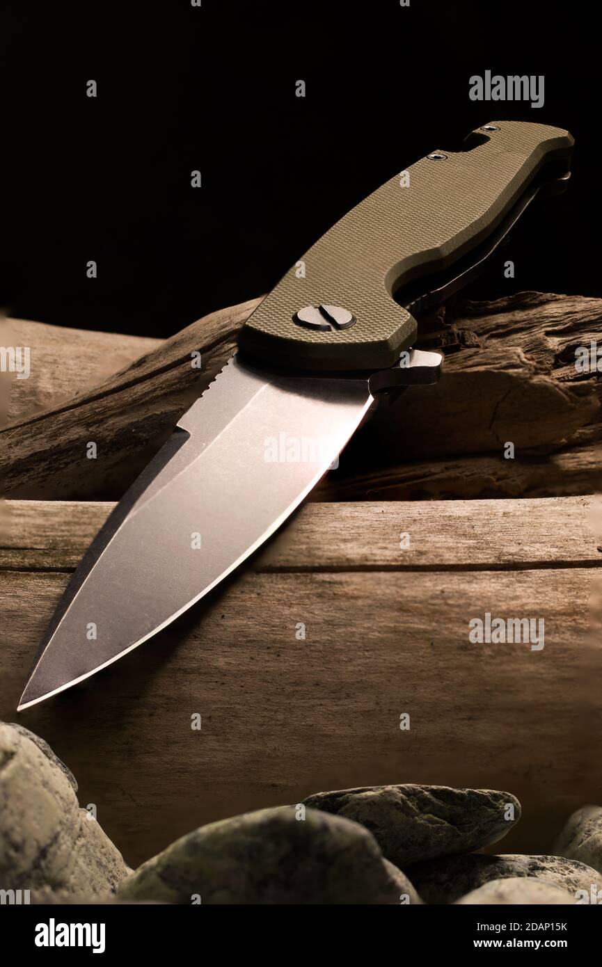 Sharp knife bottom view. Knife on top of the composition Stock Photo ...