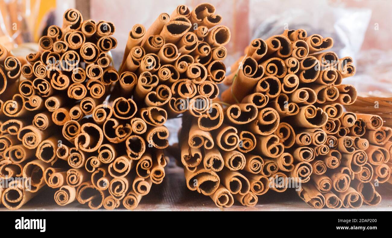At market in Victoria cinammon and other spices, Seychelles Stock Photo ...