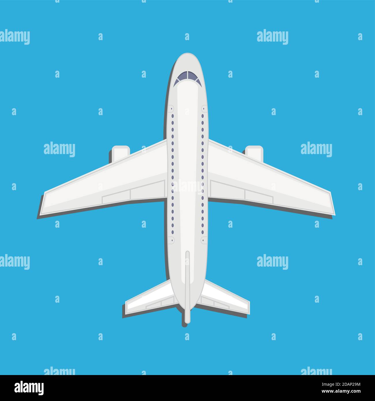 Airplane top view, isolated on blue background Stock Vector Image & Art ...