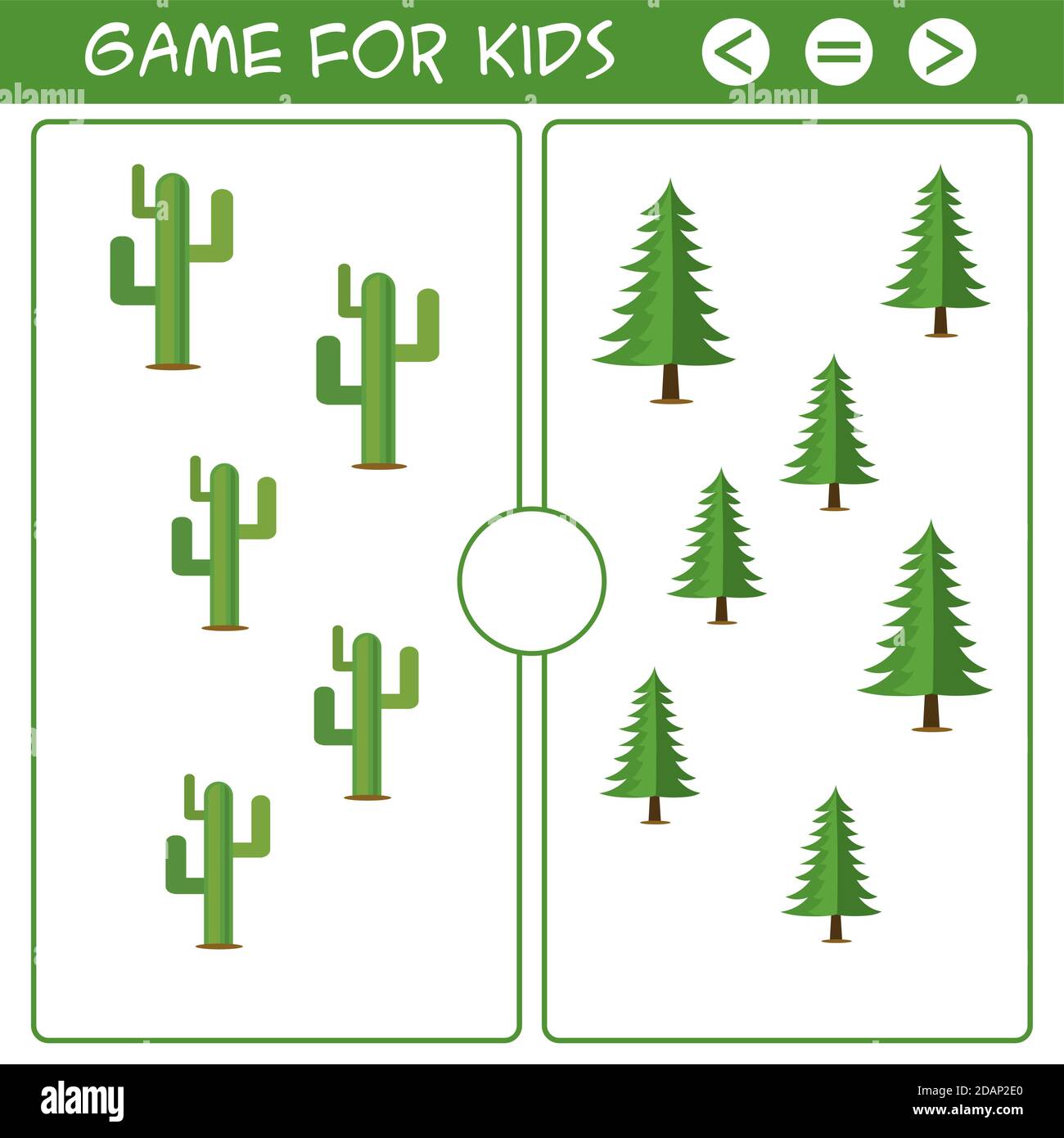 Education logic game for preschool kids.Cartoon trees. Choose th Stock ...