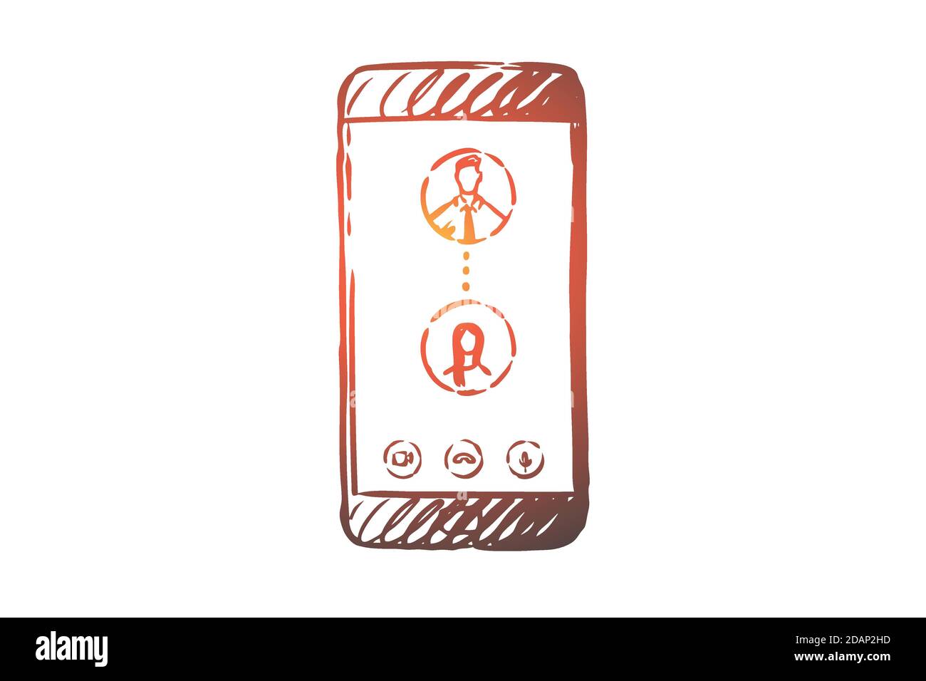 Online, call, mobile, phone, communication concept. Hand drawn isolated ...