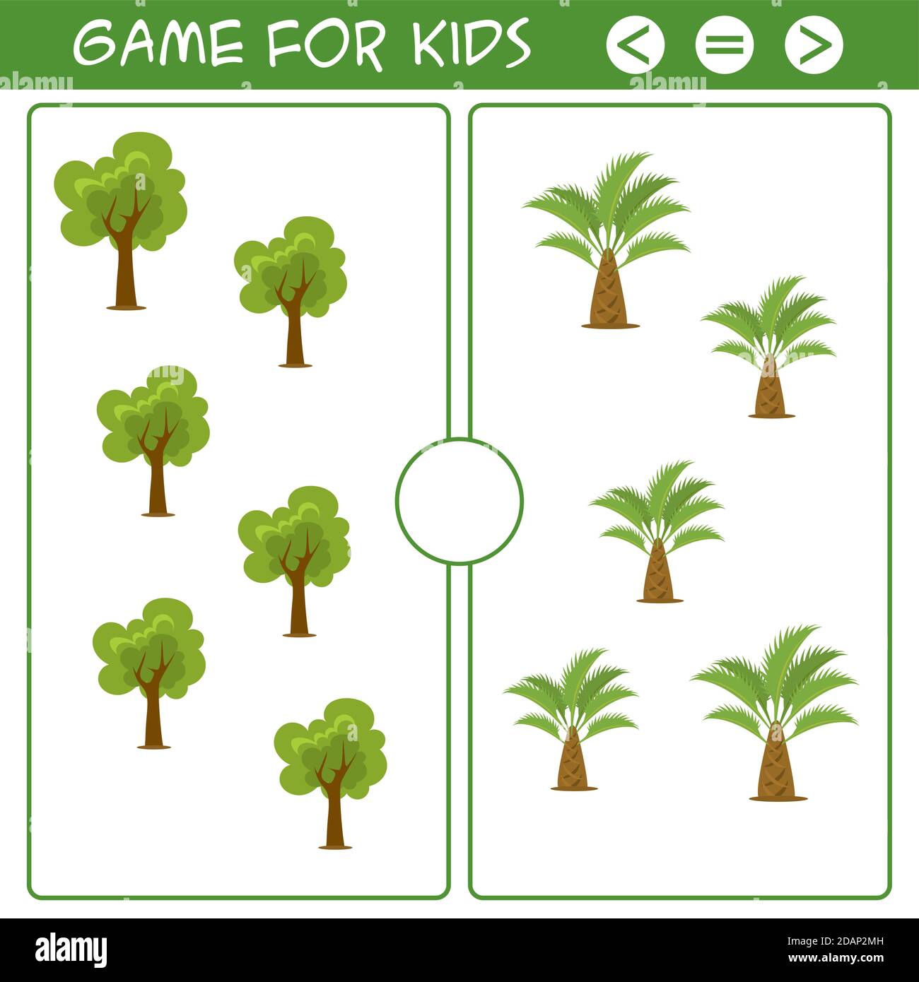 Education logic game for preschool kids.Cartoon trees. Choose th Stock ...