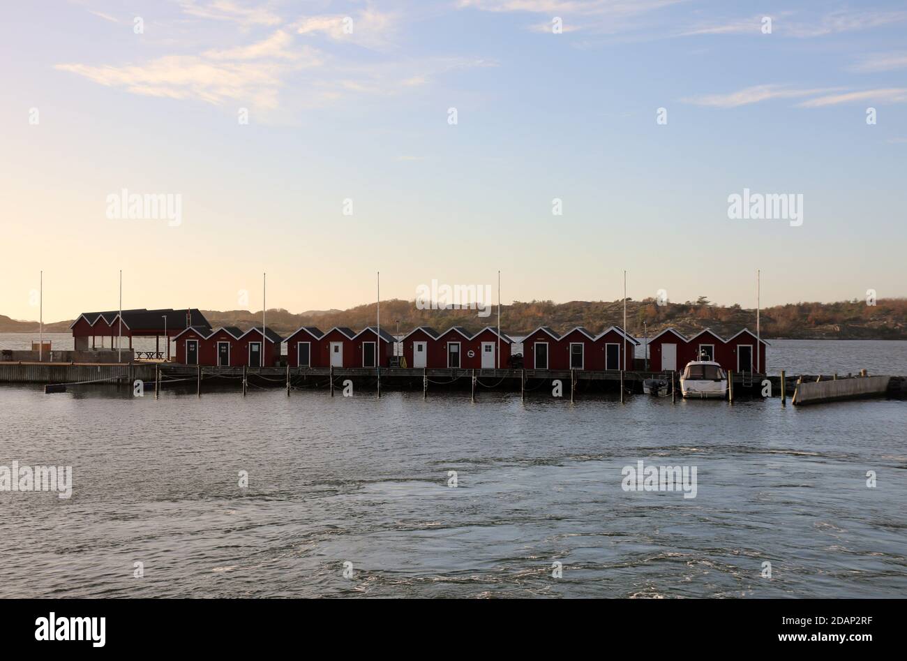 Traditional wooden fishermens huts at Donso in the Gothenburg Southern ...